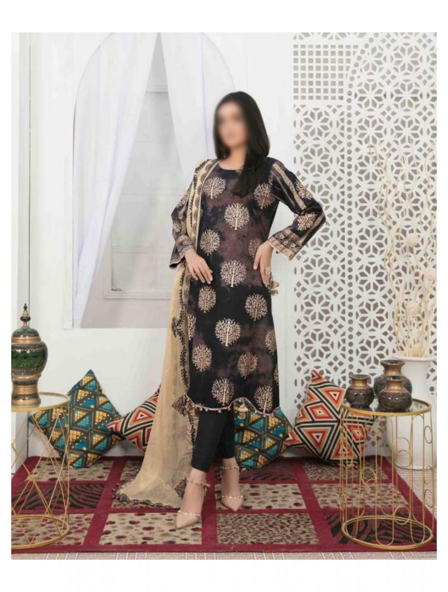 Ciana Lawn Tie And Dye Gold Pearl Print Collection By Tawakkal Fabrics D 7049 - Lawncollection.pk