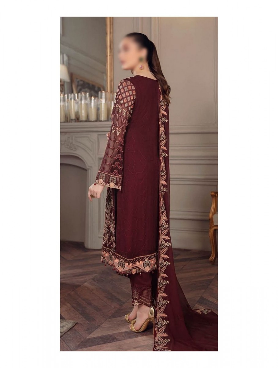 Ramsha Chevron Chiffon Collection Vol 05 A 507 - Lawncollection.pk