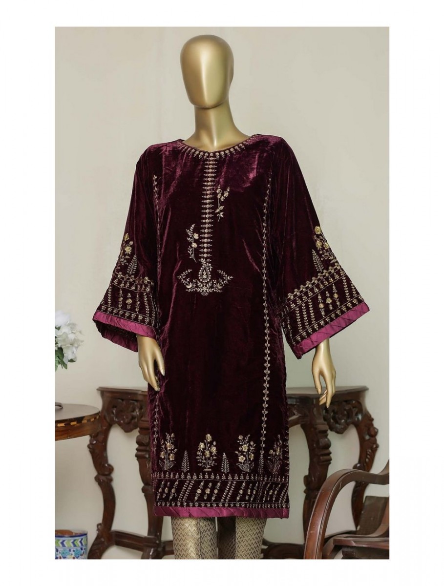 Bin Saeed Velvet Embroidered Kurti Collection Design 06 - Lawncollection.pk