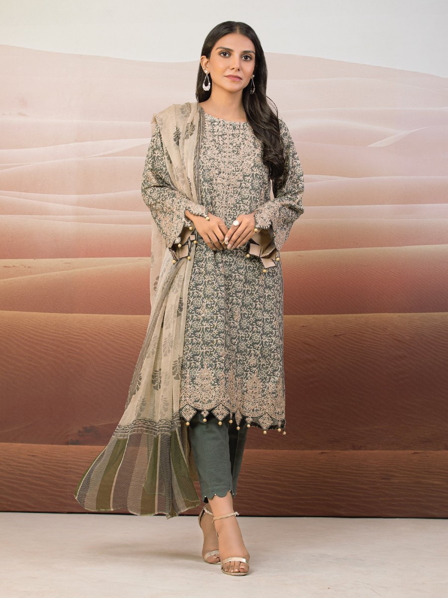 Edenrobe Winter Harmony Ewu22v12 25009 Unstitched Sage Green ...