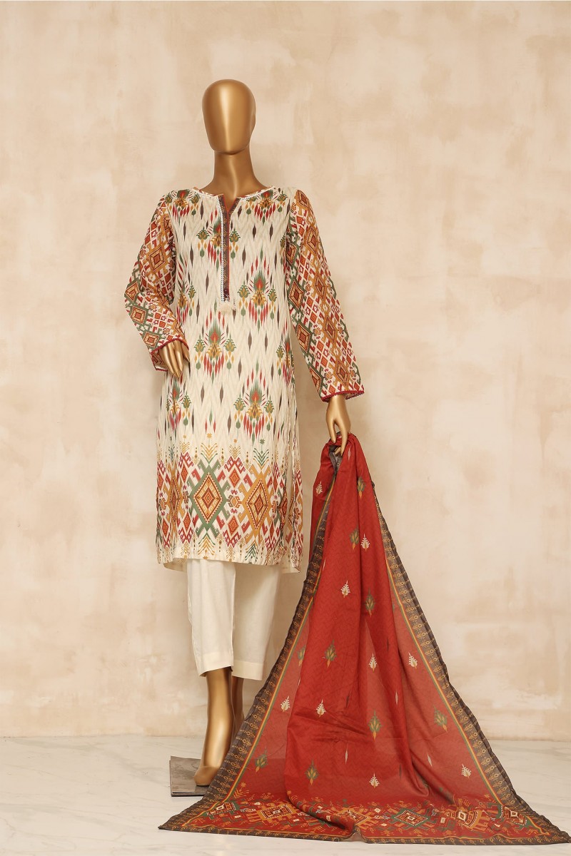 Sada Bahar Stitched 3 Piece Printed Lawn Collection2023 Dpl 3809 Maroon ...