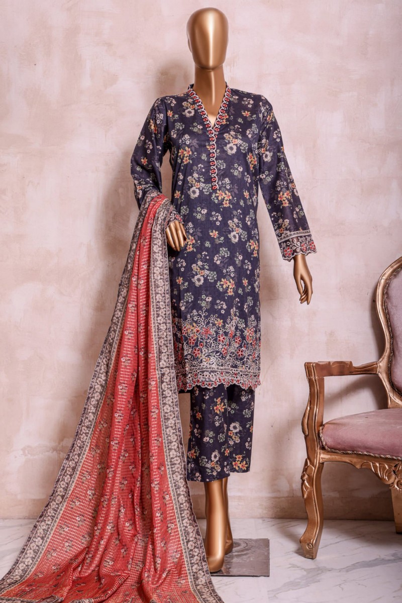 Sada Bahar Stitched 3 Piece Cutwork Emb Lawn Collection2023 Ds 097 Blue ...