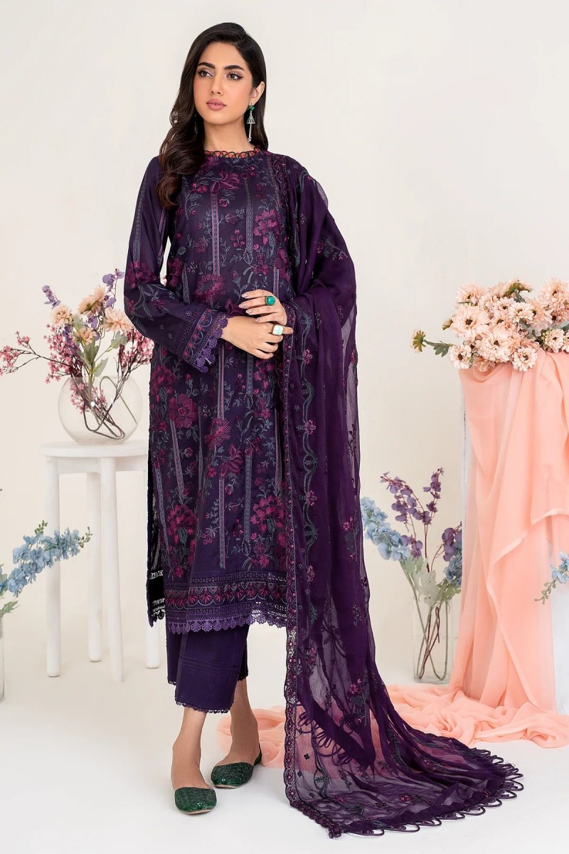Zarif Unstitched 3 Piece Embroidered Eid Lawn Collection2023 Zel 07 ...