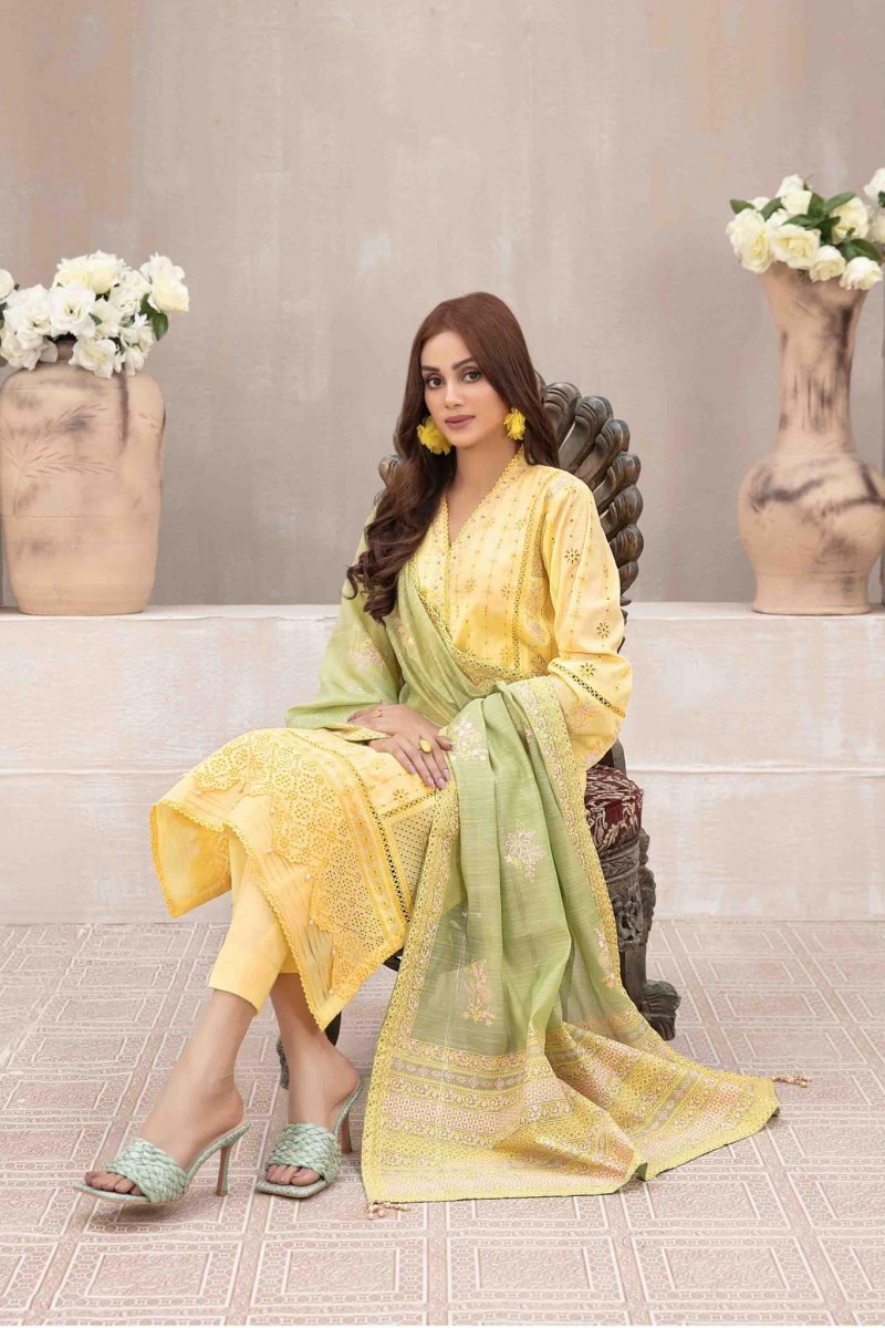Niesha By Tawakkal Semi Stitched 3 Piece Emb Slub Lawn Collection2023 N ...
