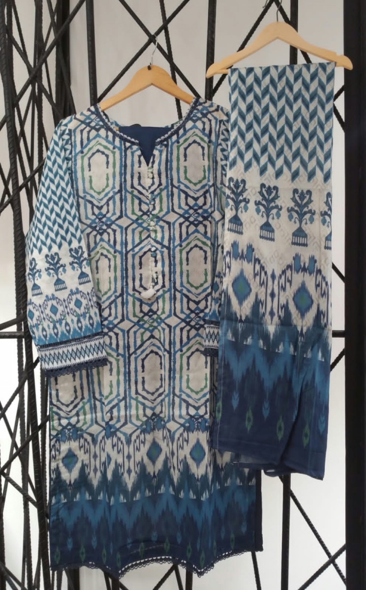 Sada Bahar Stitched 3 Piece Printed Lawn Collection2023 Dpl 3841 Blue ...